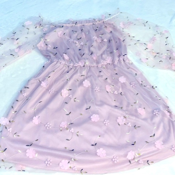 Source Unknown | Dresses | Pink Fairy Cottage Core Floral Semi Sheer ...